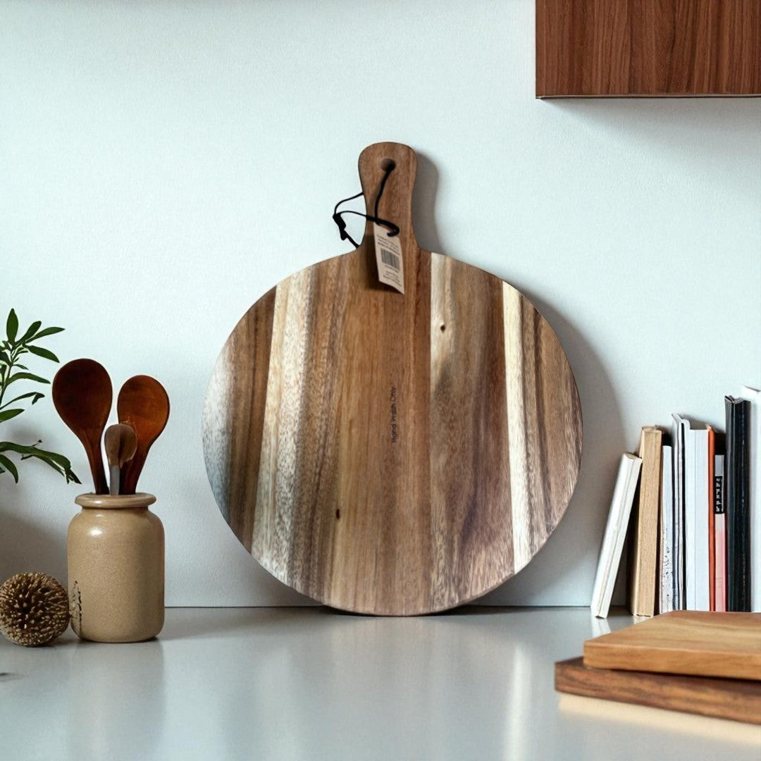 Creative Co-Op Round Wood Cutting Board with Handle – KyDeco
